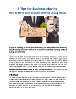 Three Tips for Business Moving: How to Move Your Business without ...
